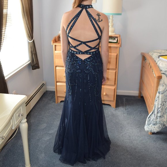 Sean Collection | Dresses | Sean Collection Navy Blue Gownprom Dress ...